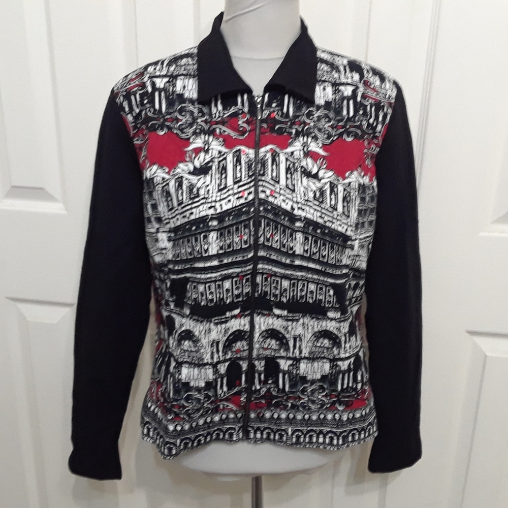 City Girl Nancy Bolen Zip Front Windbreaker Jacket - Gem